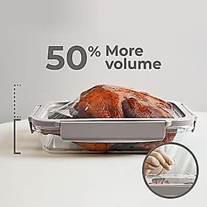 DeliOne Food Storage Containers with Stretchable Lid, Flex 'n Fresh Meal Prep Boxes, Sandwich Case BPA Free, Leakproof, Airtight, Freezer, Microwave and Dishwasher Safe (4 piece Clear)