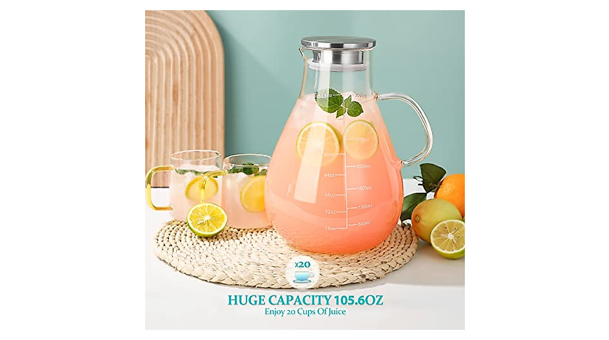 HOUSALE 1 Gallon Glass Pitcher - Durable & Easy to Clean