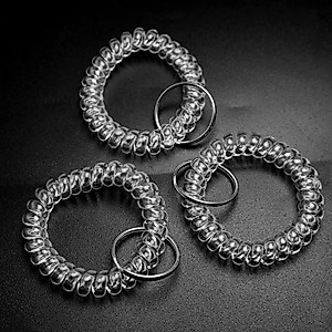 Lind Kitchen 6PCS Spring Spiral Wrist Coil Key Chain, Plastic Spring Hand Ring Key Ring (Flat Wire), Wristband Key Ring, White