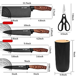 Knife Set, 6-Piece Black Professional Kitchen Knife Set for Chef, Super Sharp Knife Set with Universal Knife Block, Anti-Rust Stainless Steel Kitchen Knife Block Set, Ergonomical Design (Black)