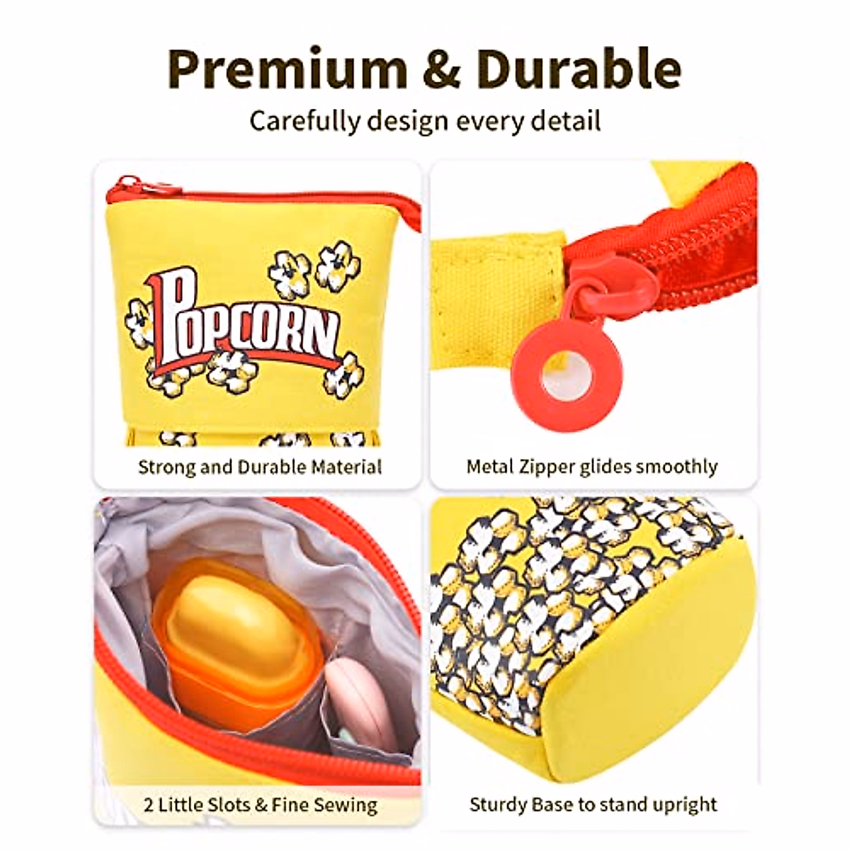 Sooez Standing Pencil Case, Cute French Fries Pop Up Pencil Case, Durable Pen Pouch, Telescopic Pencil Holder, Kawaii Stand Up Pencil Case, Spacious Pencil Pouch Portable Pencil Bag for School Office