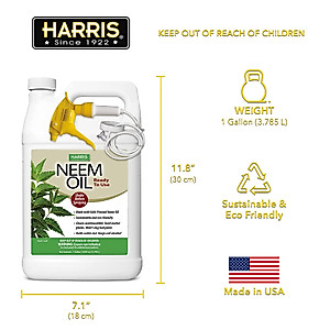 HARRIS Neem Oil Spray for Plants, Cold Pressed Ready to Use, 128oz