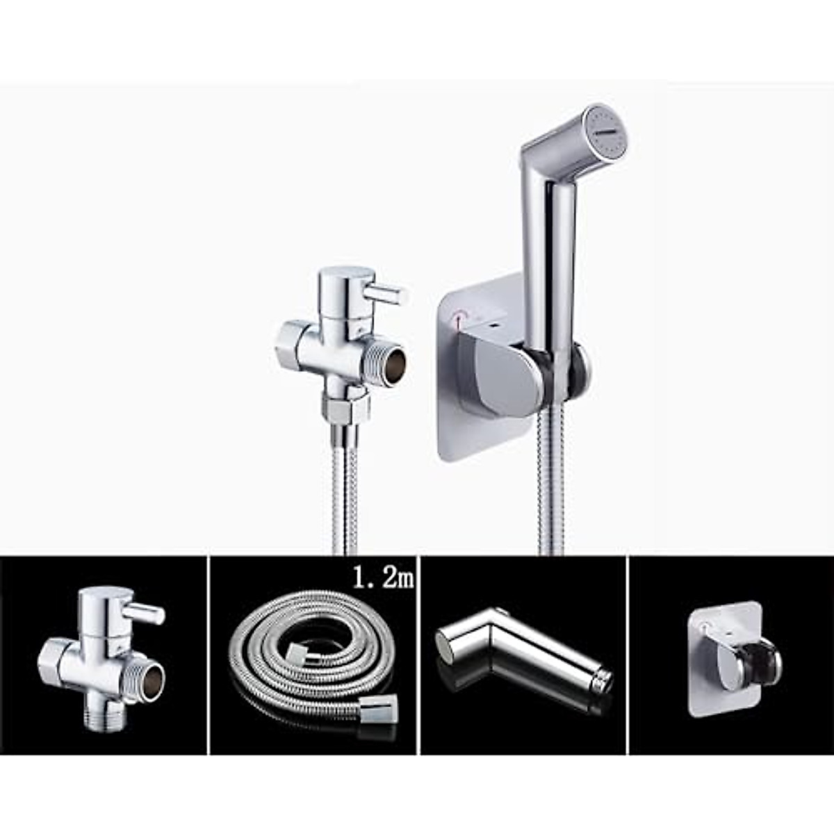 Toilet Bidet Kit - Handheld Bidet Sprayer - Chrome Toilet Shower Head with Hose and Holder Wall Mounted Toilet Shower Kit, for Personal Hygiene, Toilet Cleaning,A