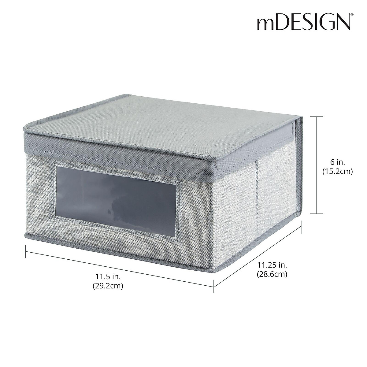 mDesign Fabric Baby Nursery Storage Organizer Chest with Window/Lid - Soft and Sturdy Toy Box for Doll Clothes, Animal, Dress Up Wardrobe, Accessories, Lido Collection, 8 Pack, Gray