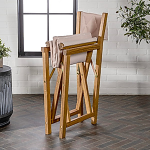 JONATHAN Y DRC1002A-SET2 Waldo Classic Mid-Century Outdoor Acacia Wood Foldable Diamond-Quilted Back Director Chair with Cushion Modern, Vintage, Bohemian, Coastal, Beige/Teak Brown (Set of 2)