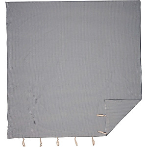 Piper Classics Farmhouse Ticking Stripe Blue Queen Duvet Cover, 100% Cotton