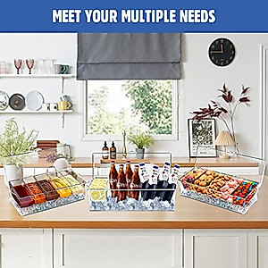 LIMOEASY Chilled Condiment Server, Clear Garnish Tray with Lid for Bar for Parties with 5 Removable Compartments, Ice Serving Bowl, Serving Containers for Fruit, Caddy, Snack, Sauce