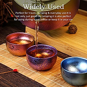 Boundless Voyage Titanium Double Layer Anti-scalding Colorful Teacup Wide Mouth Wine Tea Mug Lightweight Camping Drinkware for Daily Used Hiking Ti3082D(purple)