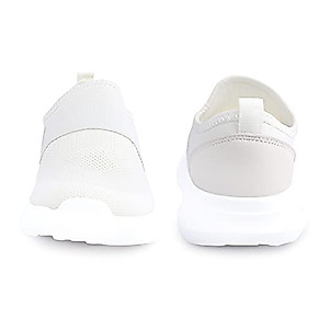 BENEKER Women's Athletic Walking Shoes Slip-on Fashion Sneakers Breathable Mesh Sock Loafer Shoes Lightweight Sports Running Sneakers (Off-White 07)