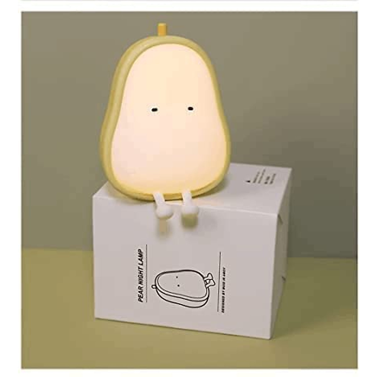 BFYCHYC Night Lights for Kids USB Rechargeable Lamps, BPA-Free ABS+Silicone Bedside Lamp for Breastfeeding,Color Changing, Yellow Pear