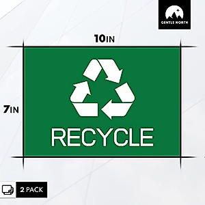 Pack of 2 Recycle Sticker for Trash Can (10x7 inch) Green - Recycling Stickers for Trash can - Self-Adhesive Recycling Sticker - UV Resistant, Waterproof, Anti Scratch for Outdoor and Indoor