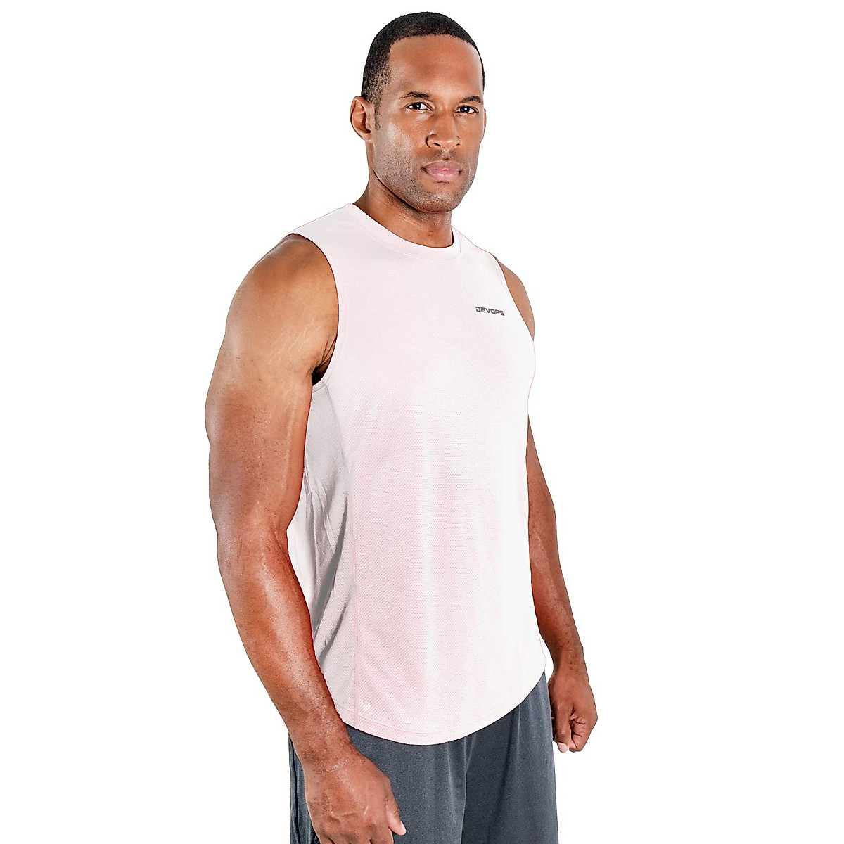 DEVOPS 3 Pack Men's Muscle Shirts Sleeveless Dry Fit Gym Workout Tank Top (X-Large, Black/Gray/White)