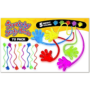 Giraffe Manufacturing 75 Piece Assortment of Small and Large Glitter Slappy Hands Treasure Box - Kids Party Favors, Sticky Hands, Bulk Toys for kids.