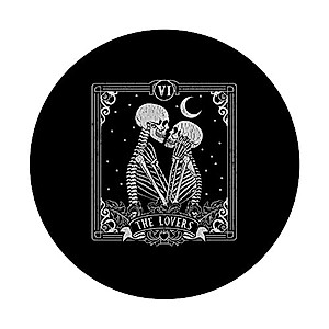 The Lovers Tarot Card Skeleton Halloween Occult Black PopSockets Swappable PopGrip