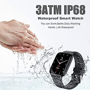 TORJALPH Smart Watch for Men Women Compatible with iPhone Samsung Android Phone 1.69 inch Full Touch Screen IP68 Waterproof Bluetooh Fitness Tracker Heart Rate / Sleep Monitor, Black