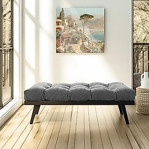 ROFIELTY Bench Cushion 42x16 inch, Patio Furniture Cushions, Indoor/Outdoor Anti-Slip Tufted Swing Seat Cushion, Bench Cushion for Multi-Scene use. (42x16x4 inch, Light Gray)