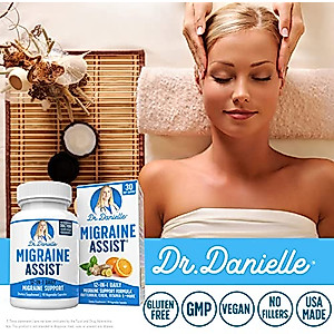 Best Migraine Relief Product with Magnesium - Migraine Assist Supplement with Quercetin, Feverfew, Butterbur, CoQ10 from Dr. Danielle, 90 Capsules