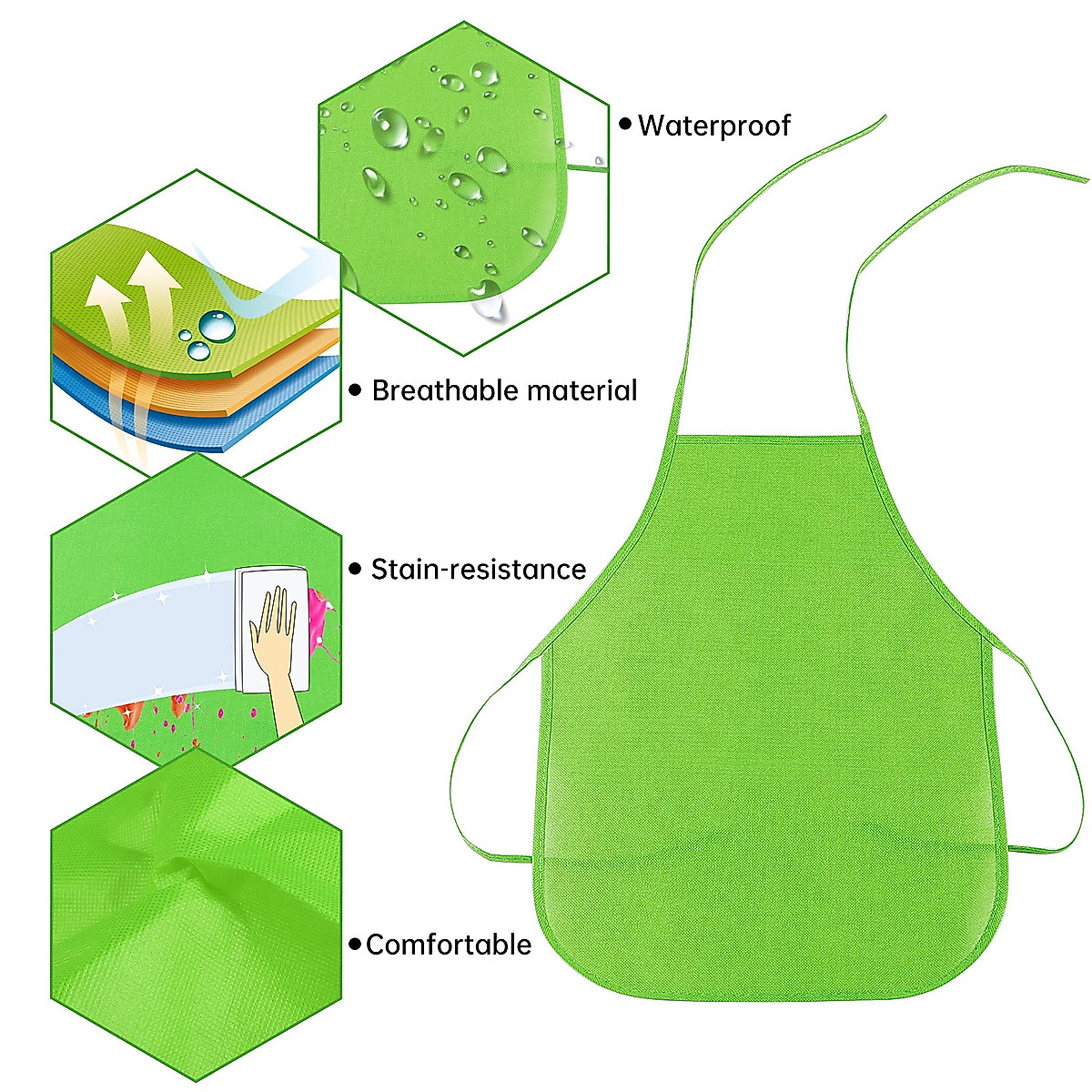 Children's Artists Fabric Aprons,12 Colors Kids Artist Aprons,Non Woven Artist Apron For Kid,Children Painting Aprons,Kids Art Smocks for Classroom,Kitchen,Community Event,Crafts&Art Painting Activity