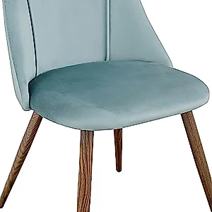 Fangflower Accent Velvet Dining Armless Chairs Set of 2, Mid Century Modern Upholstered Side Seat with Metal Legs for Living Room Kitchen Lounge Farmhouse, Lake Green