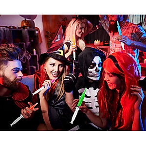 24 Pcs 10 ml Shot Syringes Plastic and 2 Pcs Cups Acrylic Party Liquid Shot Syringe for Parties Halloween Christmas Drinks Serving, 0.7 oz