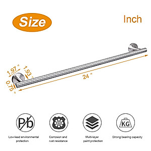 TocTen Bath Towel Bar - Thicken SUS304 Stainless Steel Bathroom Towel Holder, Towel Rod for Bathroom Heavy Duty Wall Mounted Towel Rack Hanger (24IN, Brushed Nickel)