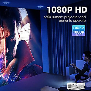 6500Lumens Portable Projector for Home Theater Entertainment, Full HD 1080P Supported Mini Projector HDMI AV USB TV Stick Supported