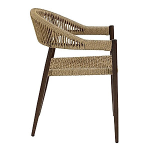 Furniture of America Clark Aluminum Patio Dining Chair in Walnut (Set of 2)