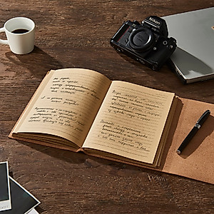 MAYBELL Leather Journal for Writing 5"x 7", Genuine Leather Bound Journal for Men Women, 200 Lined Pages Leather Notebook for Traveling (Brown)