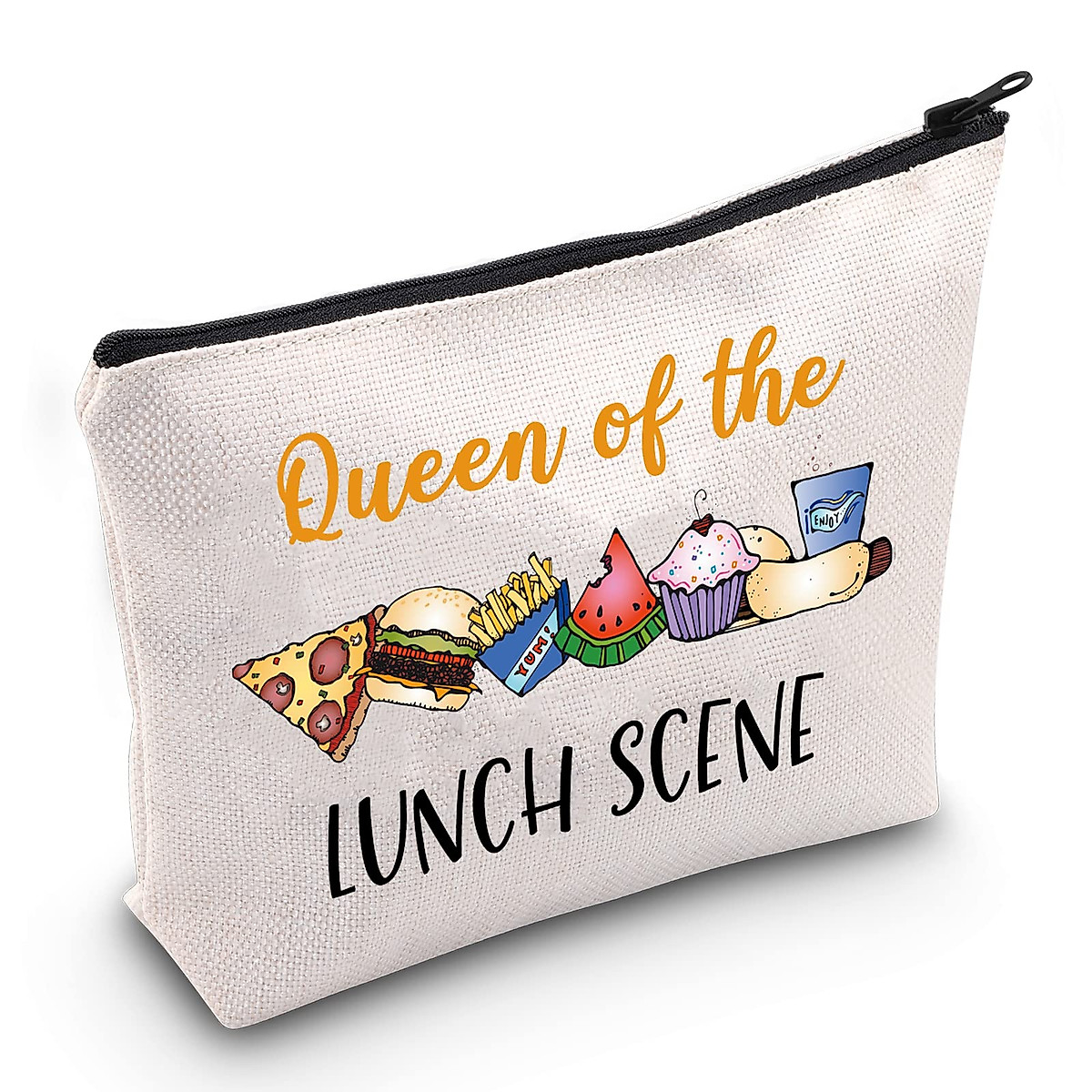 JXGZSO Lunch Lady Makeup Bag Lunch Lady Gifts Queen of The Lunch Scene Cosmetic Bag Gift for Cafeteria Worker (Queen of The Lunch Scene B)