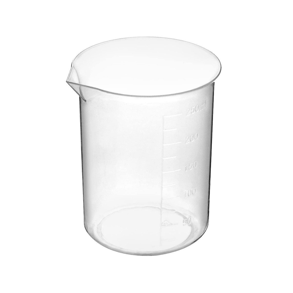 QWORK Plastic Beakers, 250ml, 12 Pieces, Polypropylene, Raised Graduations, Tapered Spout