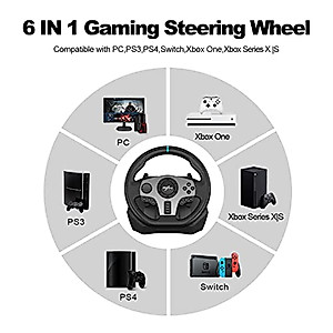 PXN V9 Gaming Steering Wheels, 270/900° Driving Sim Racing Wheel, with Racing Shifters Paddle, 3-pedal Pedals and Gear lever Bundle for Xbox Series X|S, PS3, PS4, PC, Xbox One, NS(Used - Like New)