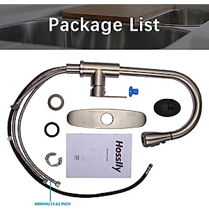 ShiningLove Kitchen Faucet, Modern Kitchen Sink Faucet with Pull-Down Sprayer, Single Handle Stainless Steel Sink Faucet for Kitchen Sink Brushed Nickel