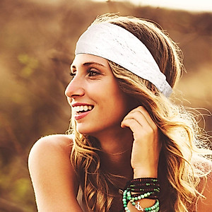 WILLBOND 10 Pieces Lace Elastic Headwrap Lace Elastic Headbands Boho Bandana Bohemian Headband Hair Accessories for Women, 10 Colors