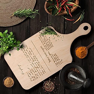 Personalized Handwritten Recipe Cutting Boards Custom Wooden Chopping Boards for Kitchen for Grandmother Kitchen Essentials Customized Chef Housewarming Presents (W/Handle Shape)