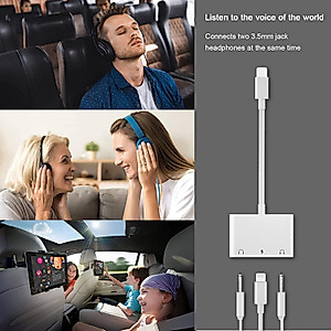 USB C to 3.5mm Headphone Adapter,3 in 1 Dual Headphone Audio Jack Splitter with PD Fast Charging Port for Samsung Galaxy S22 S21 S20 S10 S9,2018 iPad Pro,Google Pixel 4,HTC,Huawei etc (White)