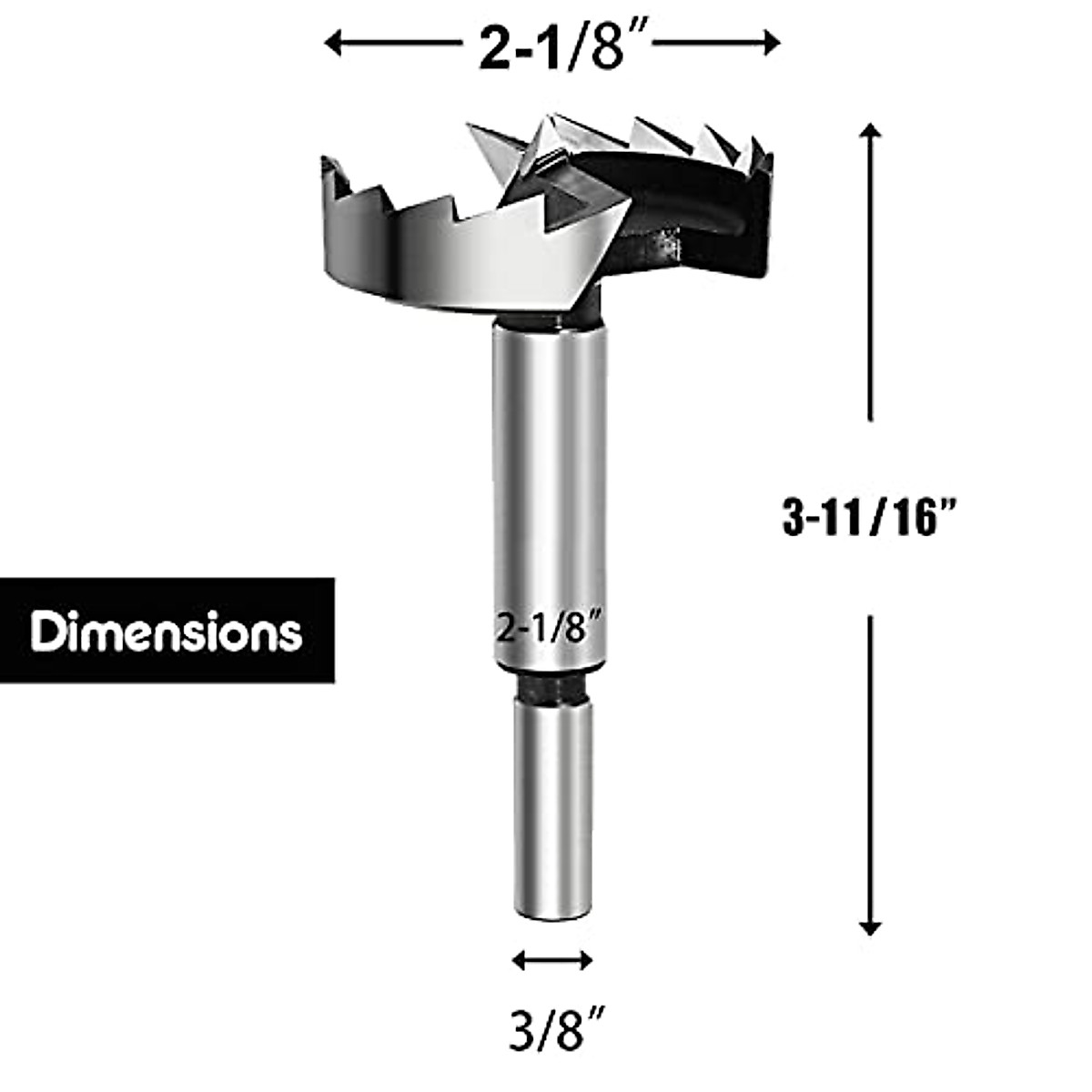 2-1/8" Forstner Bit, 2-1/8-Inch Diameter Wood Drilling Forstner Bit with 3/8-Inch Shank
