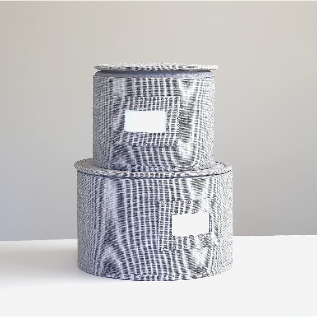 In This Space Grey Twill Hard Shell(tm) Two Round China Plates Storage Container With Secure Lid (8.25" and 6")