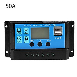 Aramox Solar Charge Controller, 12V-24V MPPT Solar Battery Solar Charge Controller PWM Controller 60A/50A/40A/30A/20A/10A(50A)