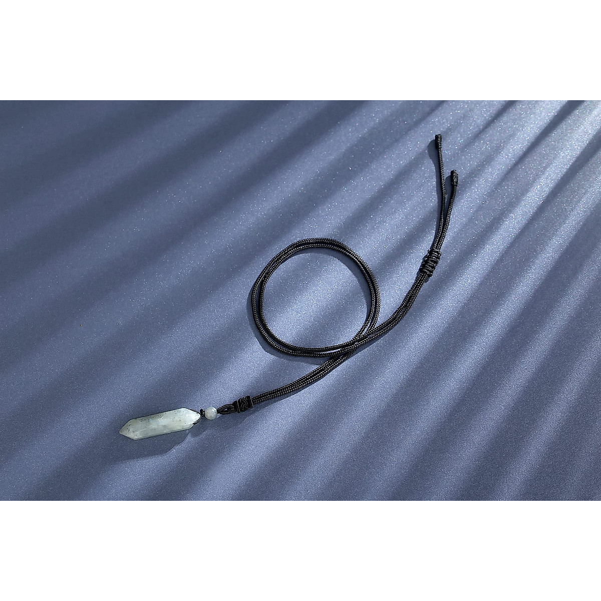 YATOJUZI Labradorite Healing Crystal Stone Necklace Hexagonal Pointed Pendant Necklaces Adjustable Rope Natural Gemstone Necklace Reiki Enger Quartz Jewelry for Women Men