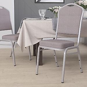 BizChair Crown Back Stacking Banquet Chair, Gray Dot Fabric/Silver Frame