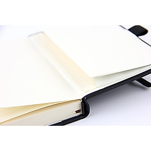 (2-Pack) Pocket Notebook 3.5" x 5.5", Small Hardcover Journal with Pen Holder, Inner Pockets, 100gsm Thick Ruled/Lined Paper, Black