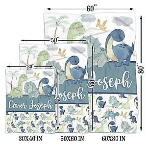 Personalized Dinosaur Baby Blanket, Dinosaur Blanket, Baby Name Blanket, Personalized Baby Boy Blanket, Dinosaur Crib, Boy Dinosaur Nursery, Super Soft Plush Fleece Blanket for Baby, 30 x 40 in