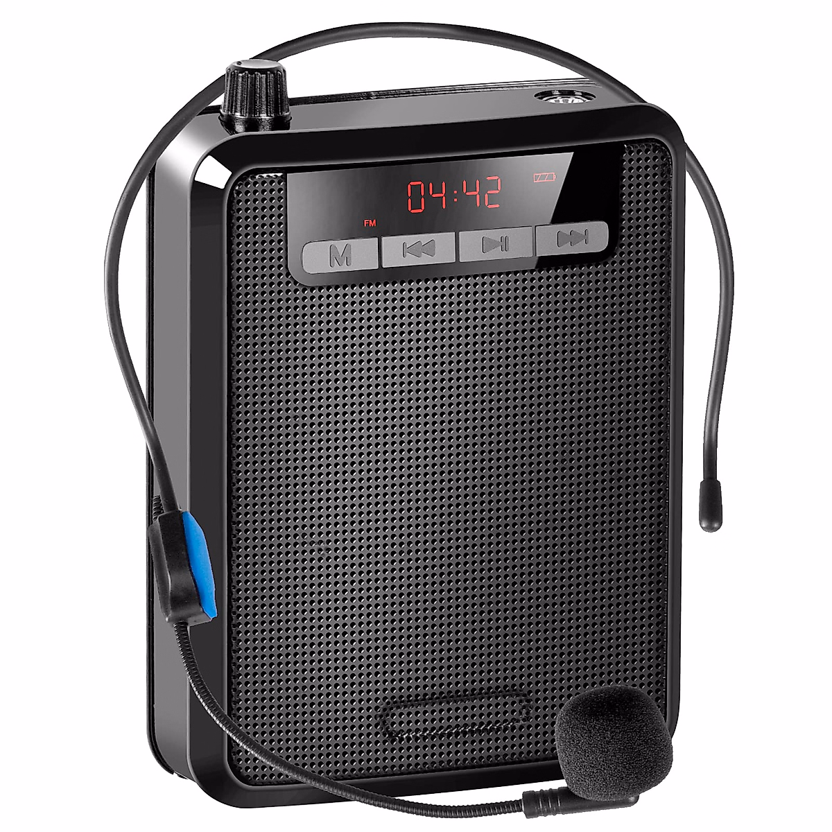 Voice Amplifier，Professional Mini Portable lotmusic Microphone Amplifier Speaker Rechargeable Wired Microphone Headset, Personal for Teacher Classroom Outdoor Meeting Tour Guides (Black)