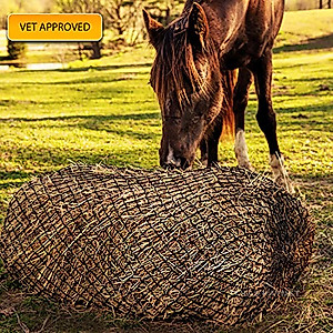 Texas Haynet - 3 String Square Hay Bale Feeder - Slow Feed Nylon Net Hay Holder for Horses - American Made Square Bale Net That Holds ONE 3-String or Two 2-String Bales 1.5” Holes