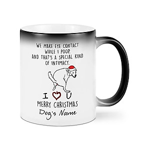 Lafine Personalized We Make Eye Contact While I Poop And That's A Special Kind Of Intimacy Mug, Funny Custom Name Color Changing Happy Mothers Day Father's Gifts For Dog Mom, Dad, Lover, multi