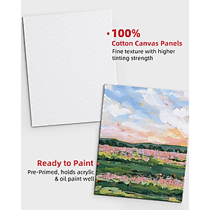 Simetufy 24 Pack 9 x 12 inch Canvas Boards for Painting- 8oz Gesso Primed Acid-Free 100% Cotton Canvas Panels for Acrylics Oil Watercolor Tempera Paints