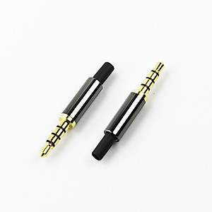 KetDirect 2Pcs Gold 4 Pole 3.5mm Male Repair headphone Jack Plug Metal Audio Soldering headset connector Black