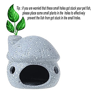 Saim Aquarium Decor Ceramic Mushroom House Ornament Landscape Decor for Small Shrimp to Rest and Breed - Grey