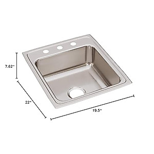Elkay LR20223 Lustertone Classic Single Bowl Drop-in Stainless Steel Sink