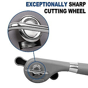 PAKITNER- Cut safe can opener, Manual can opener smooth edge - handheld Side cut can opener with Sharp Blade, Comfortable Grip Handle Food Grade Stainless Steel Cutting Can Opener, Gray
